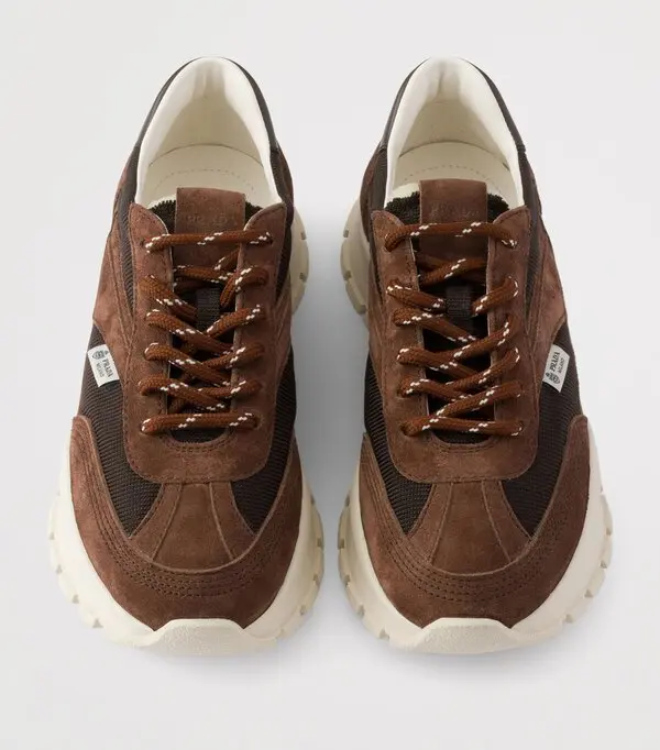 Prada Suede And Mesh Lace-up Sneakers