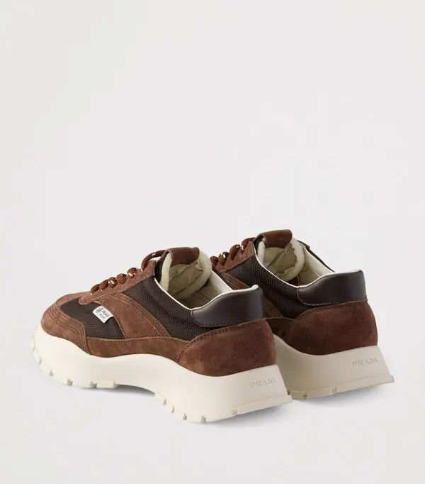 Prada Suede And Mesh Lace-up Sneakers