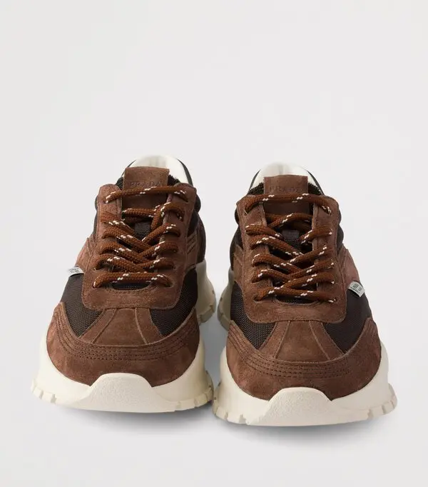 Prada Suede And Mesh Lace-up Sneakers