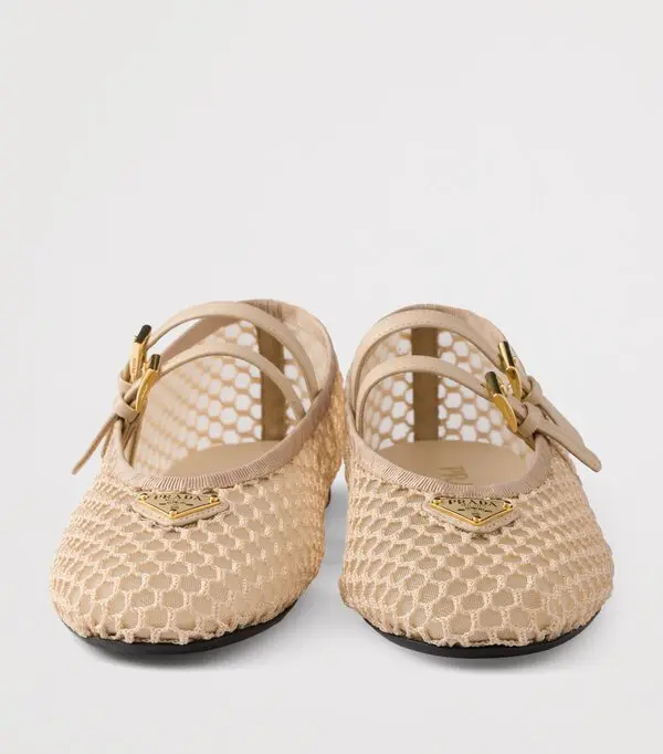 Prada Mesh Triangle Ballet Flats - Neutral