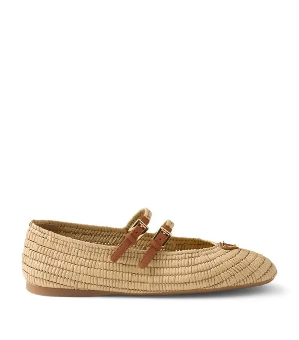 Prada Crochet Triangle Ballet Flats - Neutral