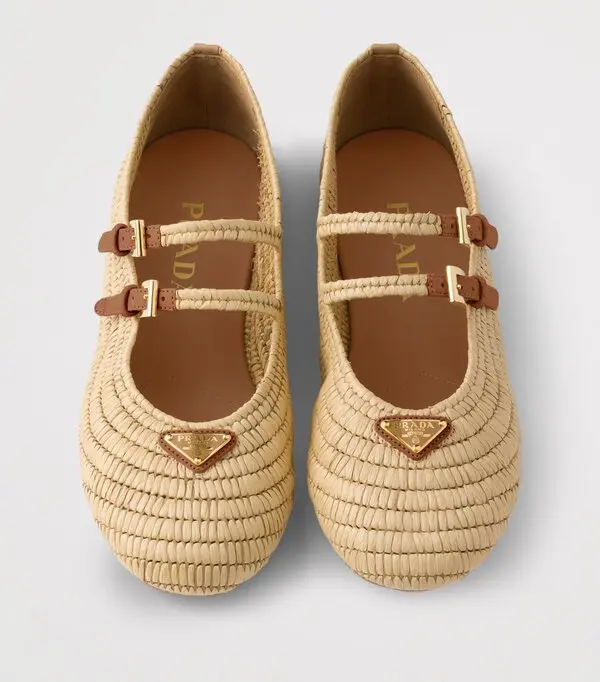 Prada Crochet Triangle Ballet Flats - Neutral