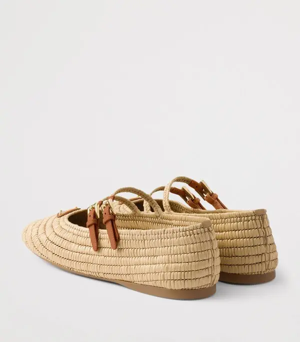 Prada Crochet Triangle Ballet Flats - Neutral