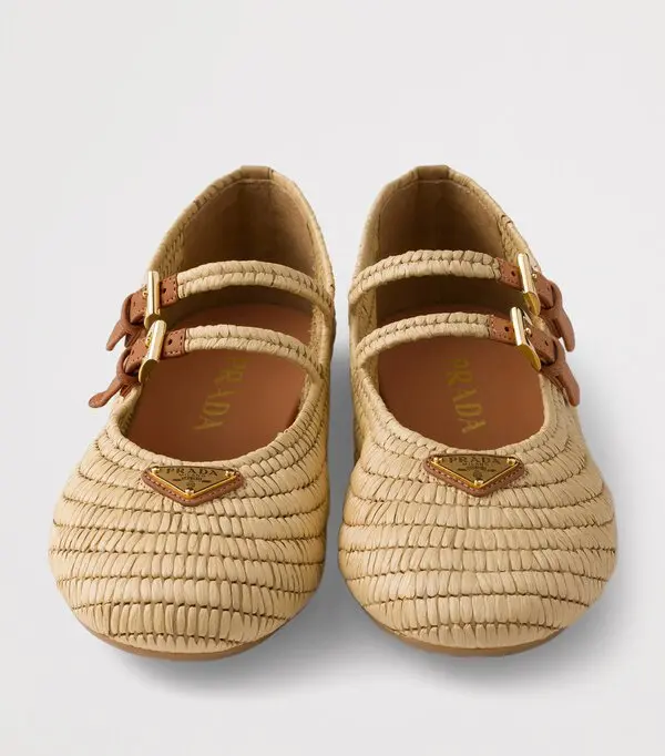 Prada Crochet Triangle Ballet Flats - Neutral