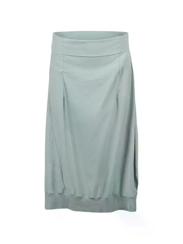 Black Label Pleated Asymmetric-hem Skirt - Green