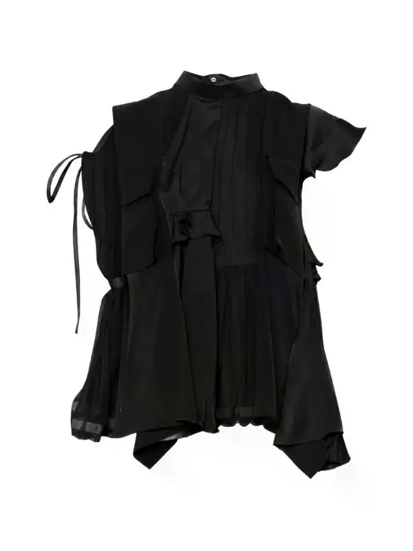 Sacai Asymmetric Ruffled Sleeveless Top