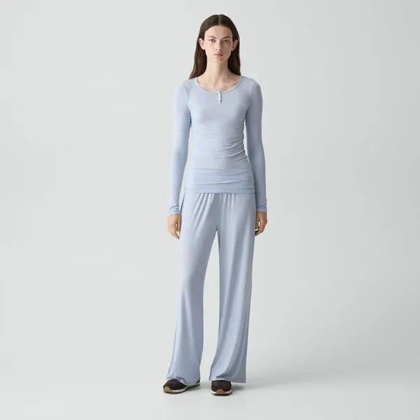 Theory Fluid Pull-on Pant In Lounge Jersey - Light Blue