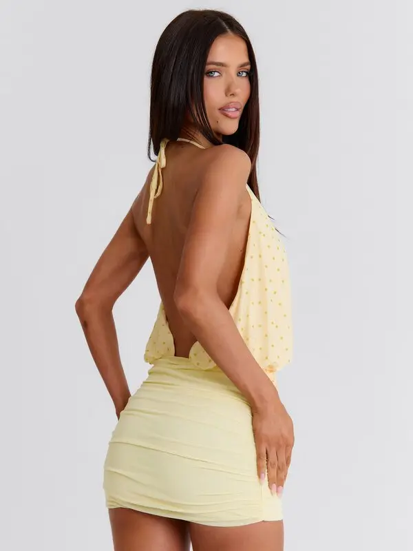 OUTCAST Fina Mini Dress Yellow Polka Dot