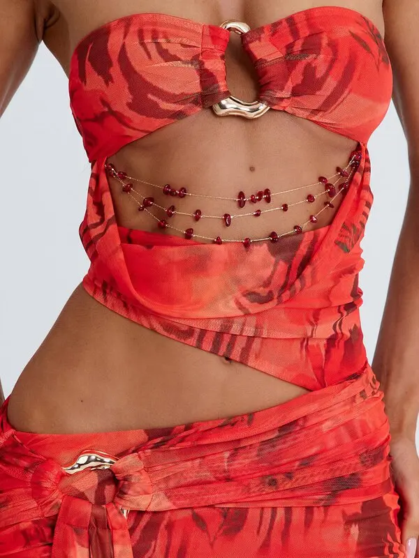 OUTCAST Lowen Mini Dress In Scarlet Mirage - Print