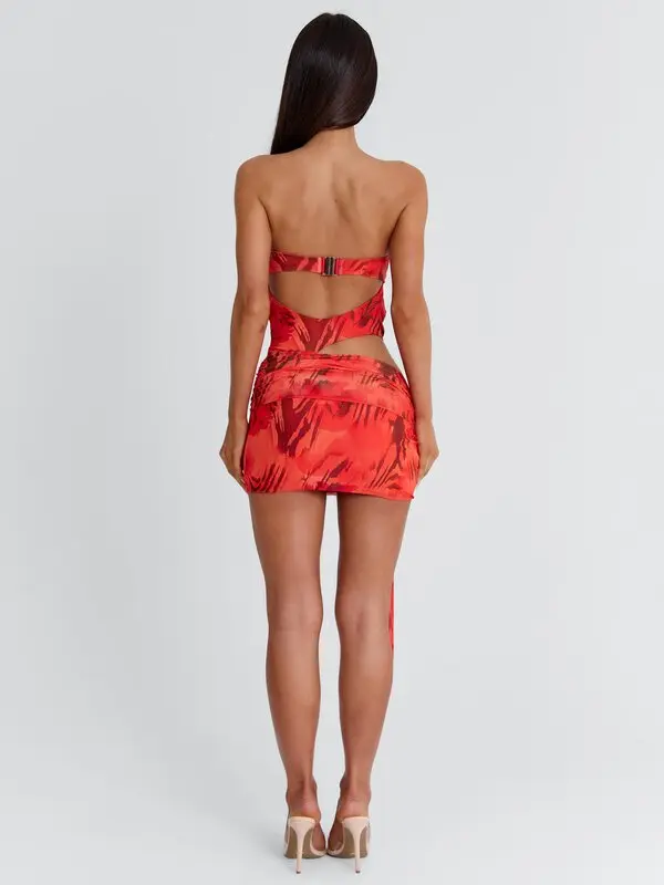 OUTCAST Lowen Mini Dress In Scarlet Mirage