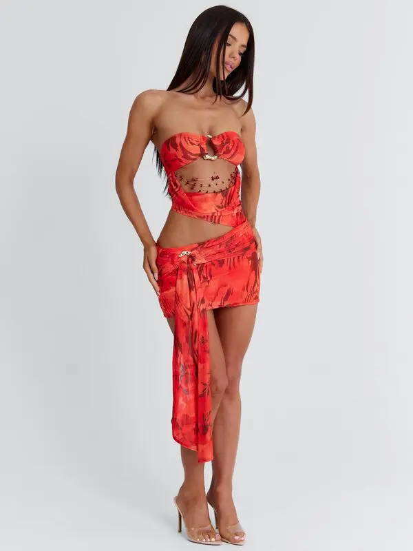 OUTCAST Lowen Mini Dress In Scarlet Mirage