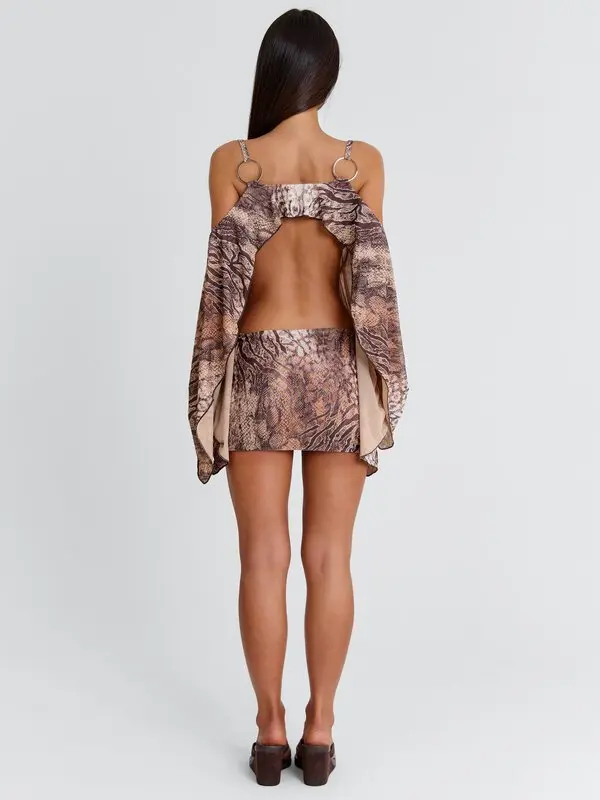 OUTCAST Tessia Mini Dress In Karina With Off-shoulder Silhouette And Cowl Neckline