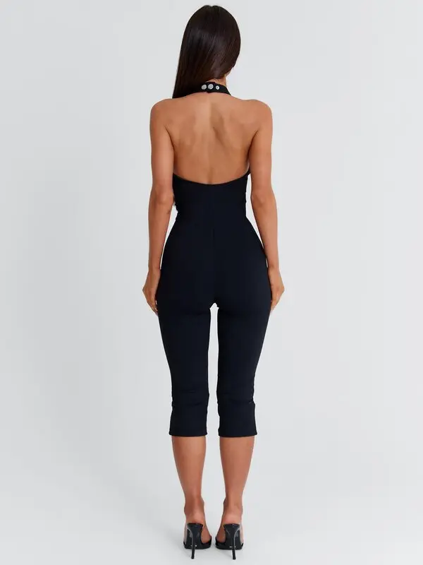 OUTCAST Vidae Jumpsuit With Plunge Neckline And Eyelet Detail