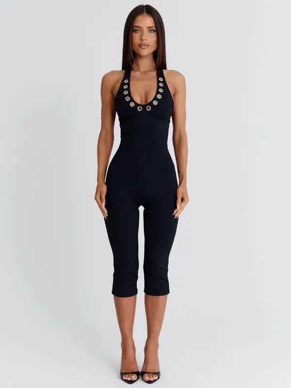 OUTCAST Vidae Jumpsuit With Plunge Neckline And Eyelet Detail