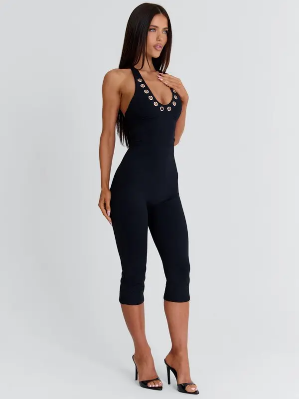 OUTCAST Vidae Jumpsuit With Plunge Neckline And Eyelet Detail