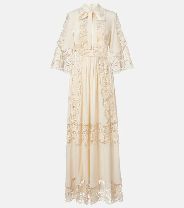 Elie Saab Georgette And Macramé Gown