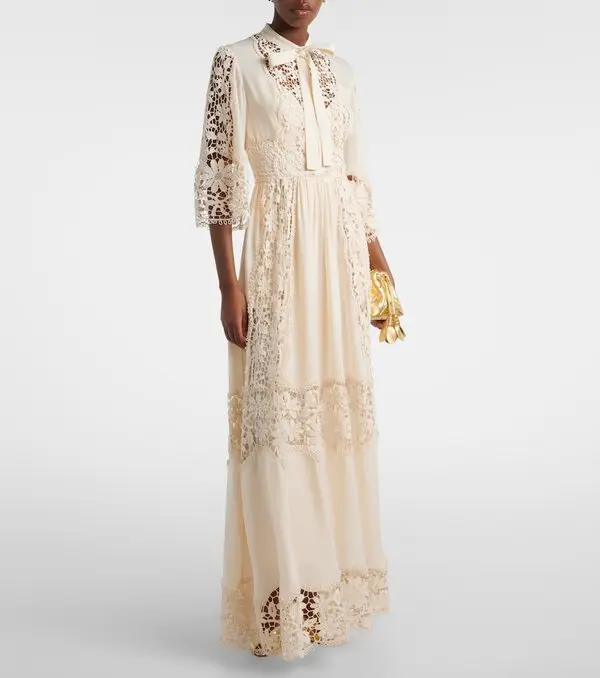 Elie Saab Georgette And Macramé Gown