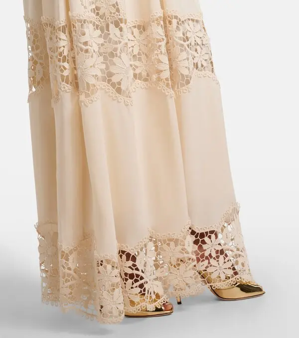 Elie Saab Georgette And Macramé Gown