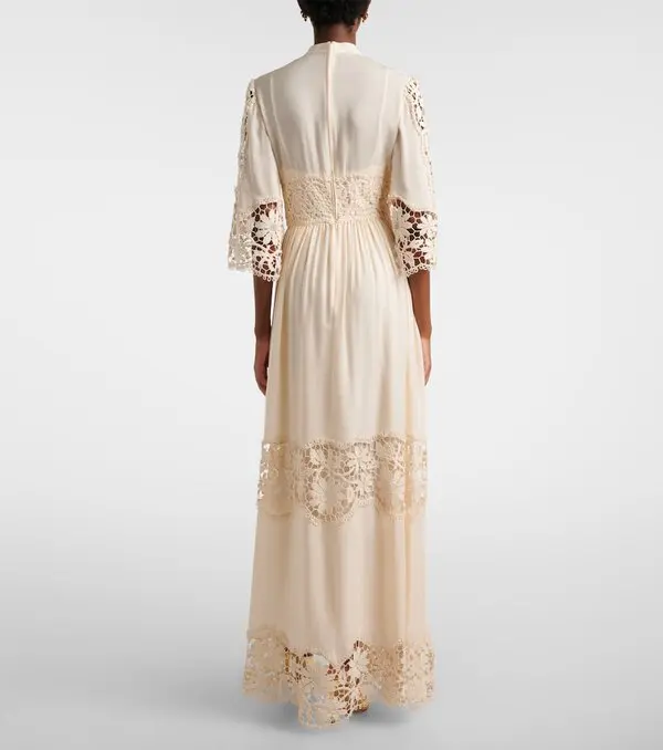 Elie Saab Georgette And Macramé Gown