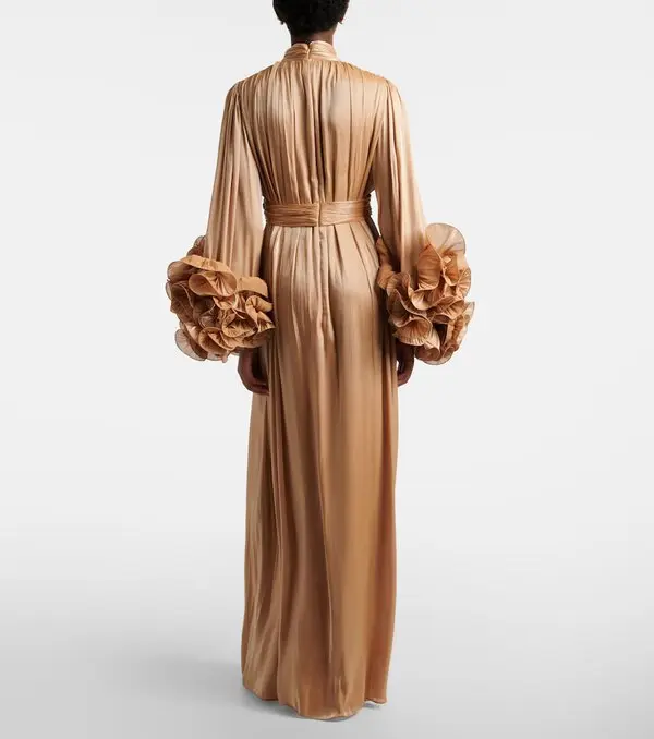 Costarellos Ruffled Lurex Georgette Gown