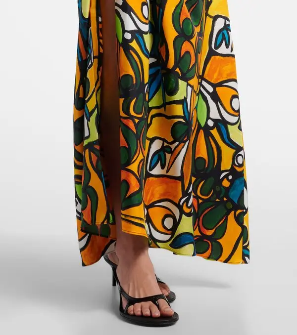 Christopher Esber Printed Draped Silk Maxi Skirt