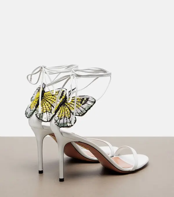 AQUAZZURA Papillon D'amour Embellished Leather Sandals