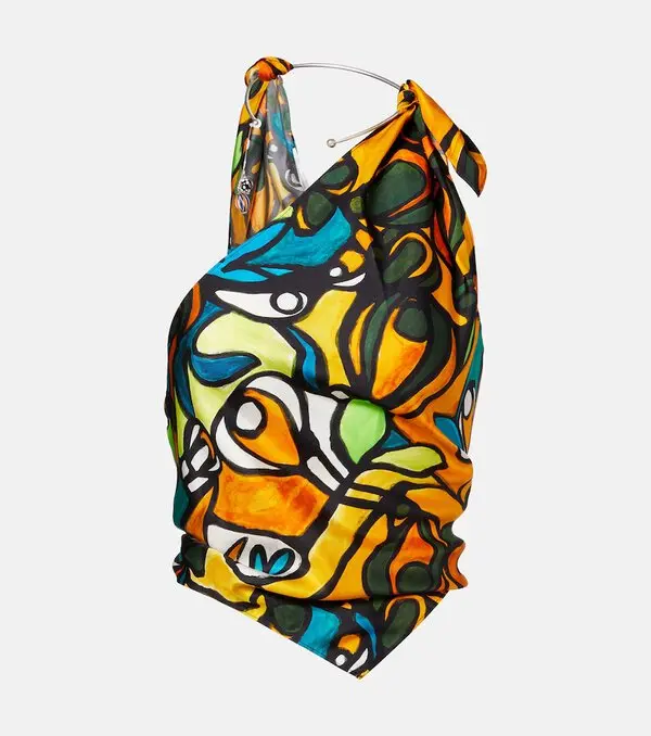 Christopher Esber Printed Draped Silk Top - Multicoloured