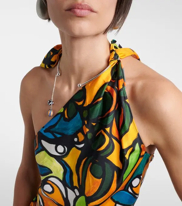 Christopher Esber Printed Draped Silk Top
