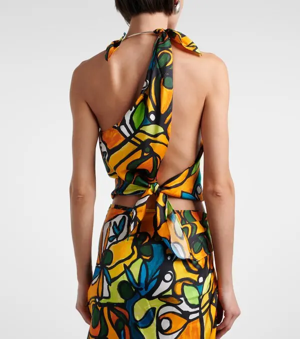 Christopher Esber Printed Draped Silk Top