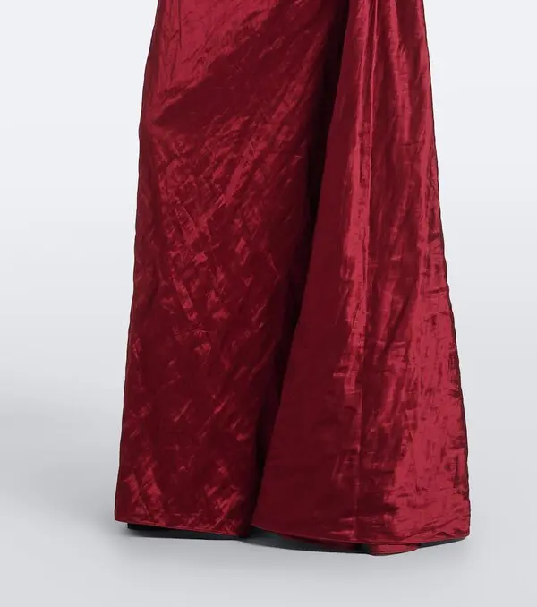 Erdem Draped Embellished Satin Gown - Red