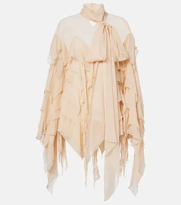 Blumarine Ruffled Scarf-detail Georgette Blouse