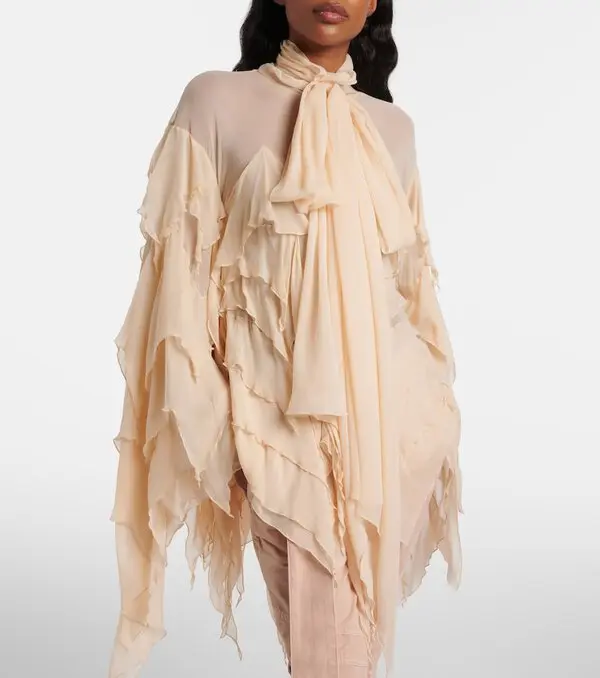 Blumarine Ruffled Scarf-detail Georgette Blouse