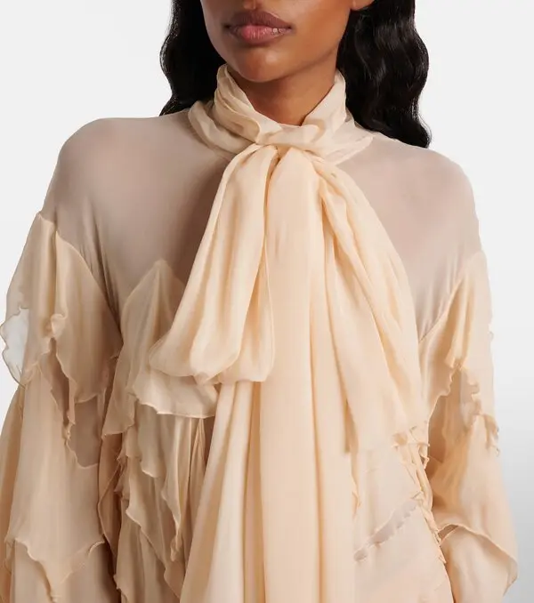Blumarine Ruffled Scarf-detail Georgette Blouse