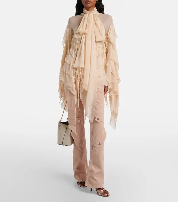 Blumarine Ruffled Scarf-detail Georgette Blouse