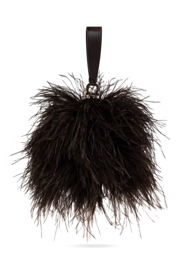 FERRAGAMO Ostrich Feather Round Clutch