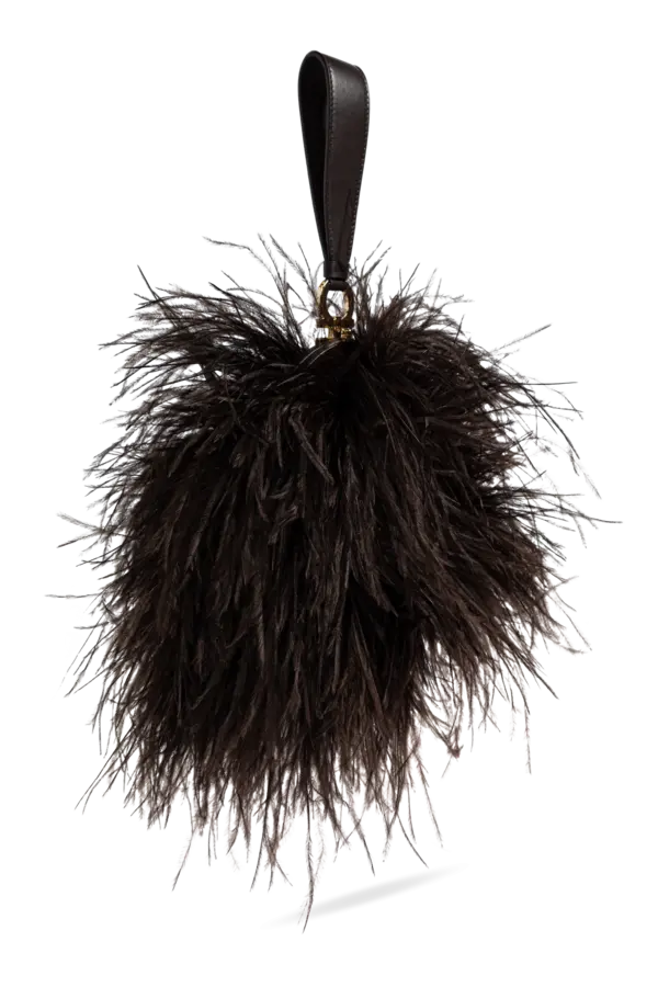 FERRAGAMO Ostrich Feather Round Clutch