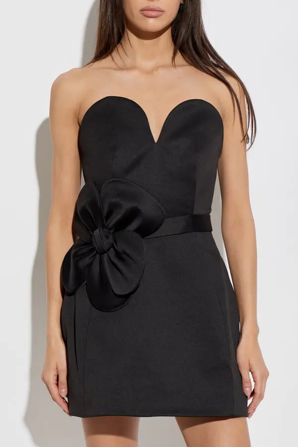 Marc Jacobs Strapless Sweetheart Neckline Dress With Floral Bow Appliqué And Side Slit