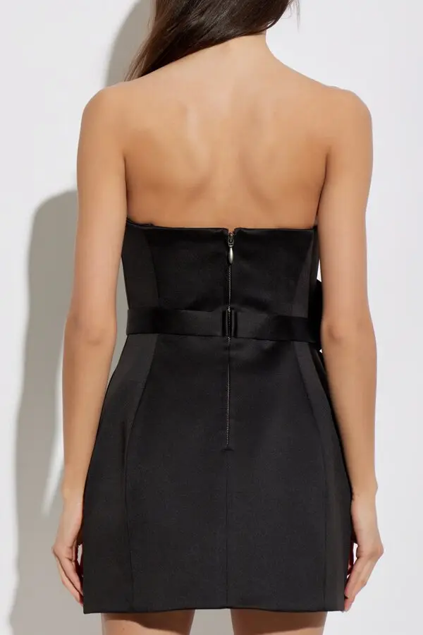 Marc Jacobs Strapless Sweetheart Neckline Dress With Floral Bow Appliqué And Side Slit