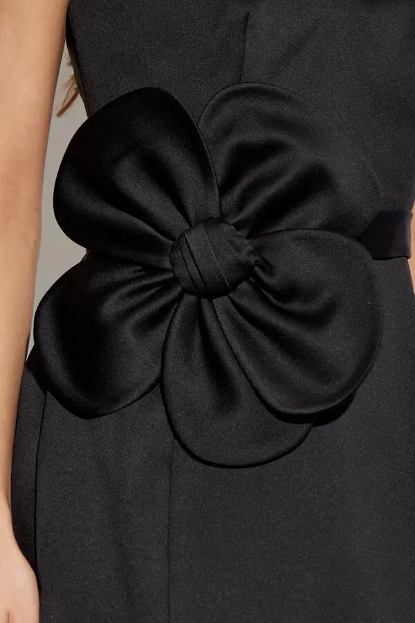 Marc Jacobs Strapless Sweetheart Neckline Dress With Floral Bow Appliqué And Side Slit