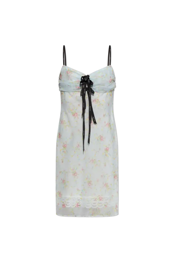 Marc Jacobs Floral Print Spaghetti Strap Mini Dress - Light Blue