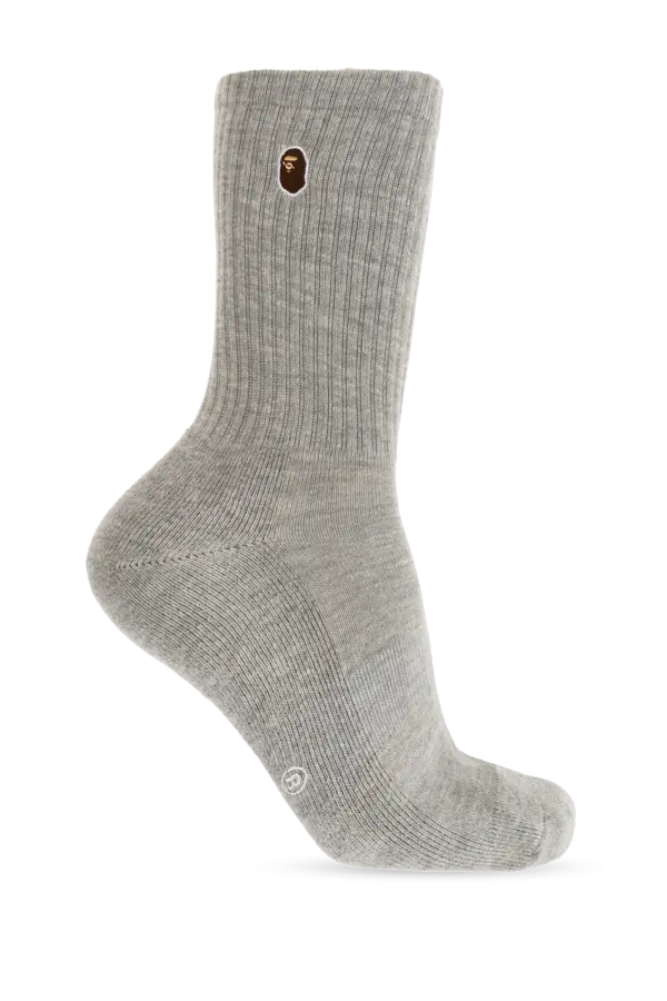 A BATHING APE Logo Socks - Grey