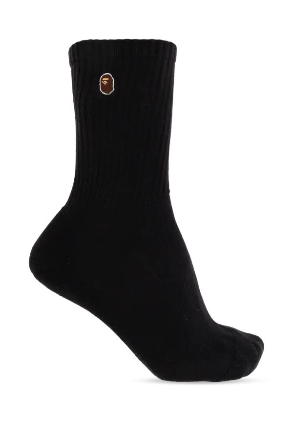 A BATHING APE Crew Socks With Embroidered Logo - Black