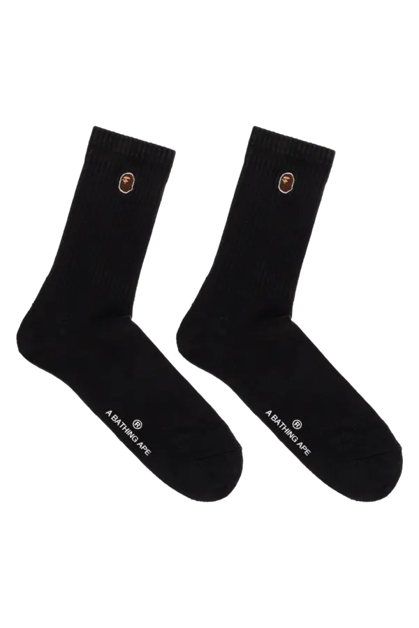 A BATHING APE Crew Socks With Embroidered Logo - Black