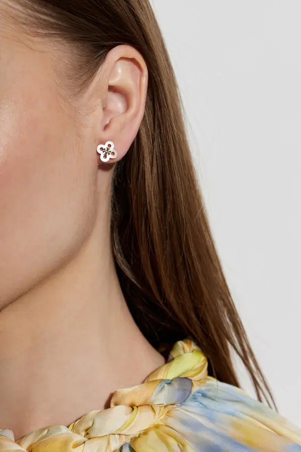 Tory Burch Mother-of-pearl Clover Stud Earrings