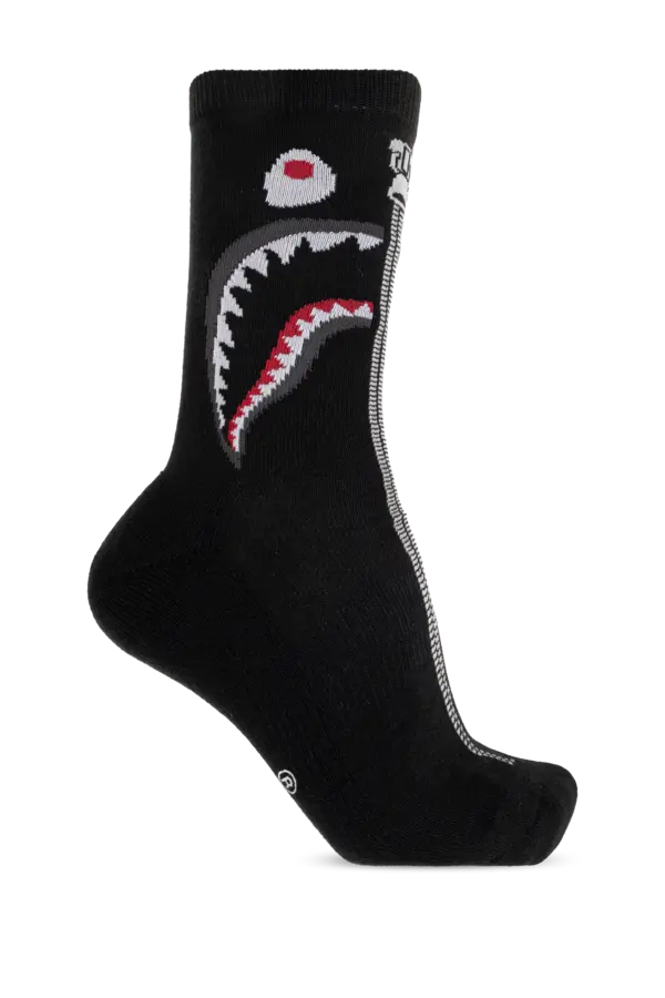 A BATHING APE Embroidered Crew Socks - Black