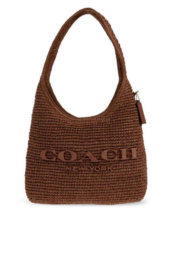 COACH Brooklyn 28 Raffia Shoulder Bag - Brown