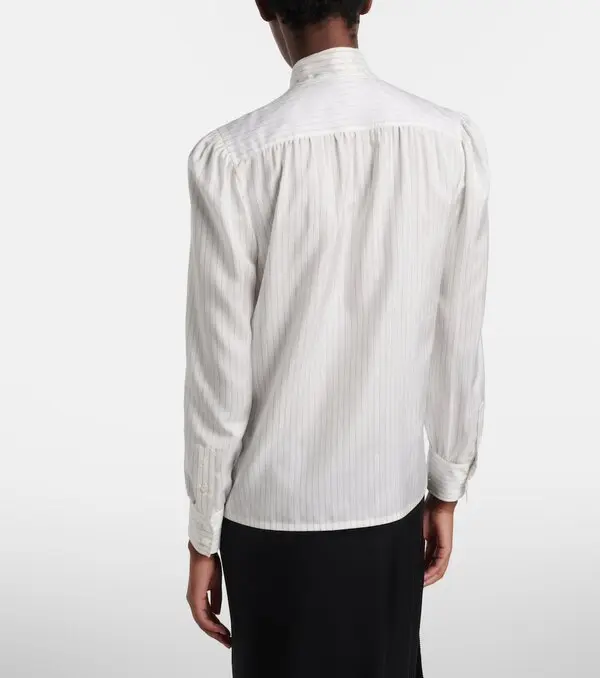 Gucci Pinstripe Tie-neck Silk Shirt - White