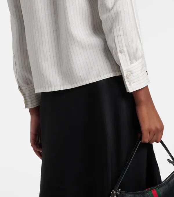 Gucci Pinstripe Tie-neck Silk Shirt - White