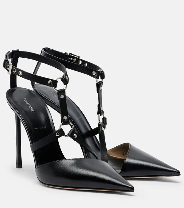 TOM FORD Harness Leather Slingback Pumps - Black