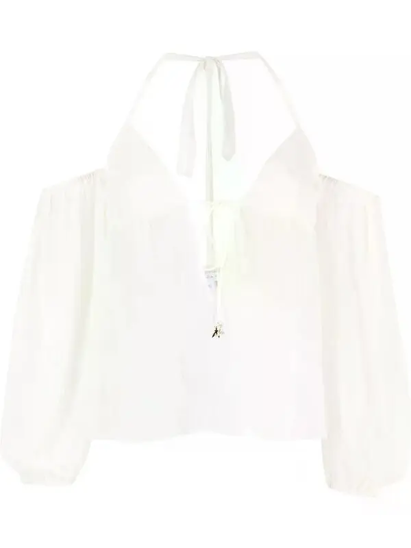 Patrizia Pepe Semi-sheer Halterneck Blouse - White